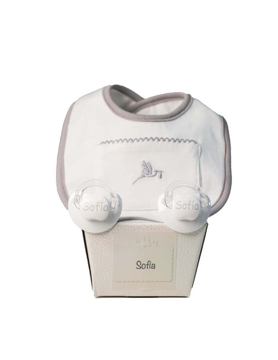 Set of 2 Pacifiers and Bib | Practical and Adorable Baby Gift